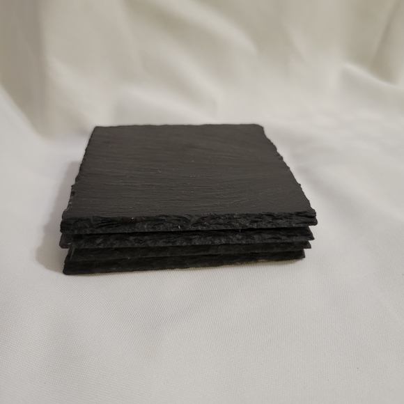 Dining | Charcoal Slate Stone Coasters With Naturally Flaked Edges Set ...